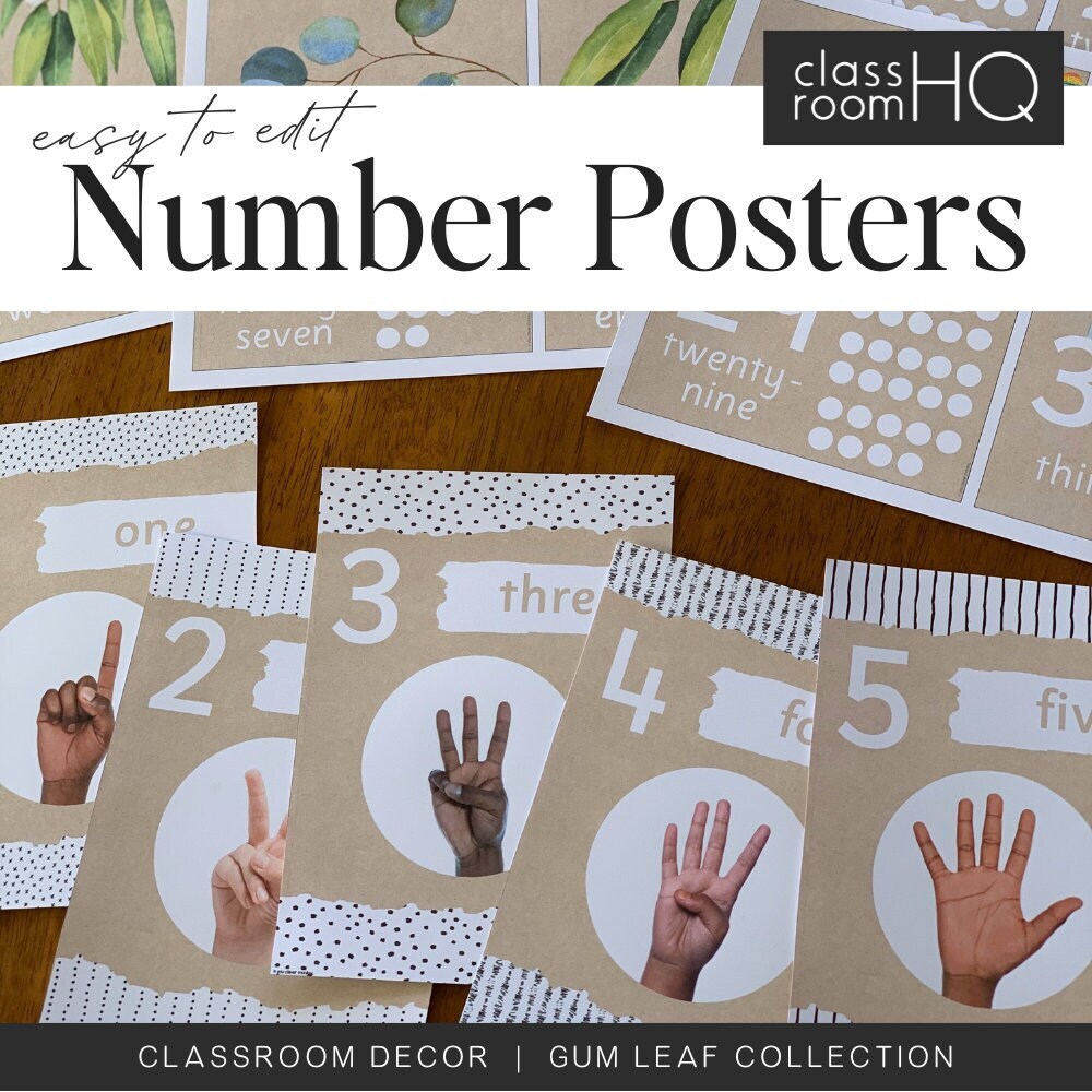 GUM LEAF Number Posters Eucalyptus Class Theme - Etsy Australia
