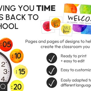 Watercolor Rainbow Theme Classroom Decor Class Labels + Signs Pack ...