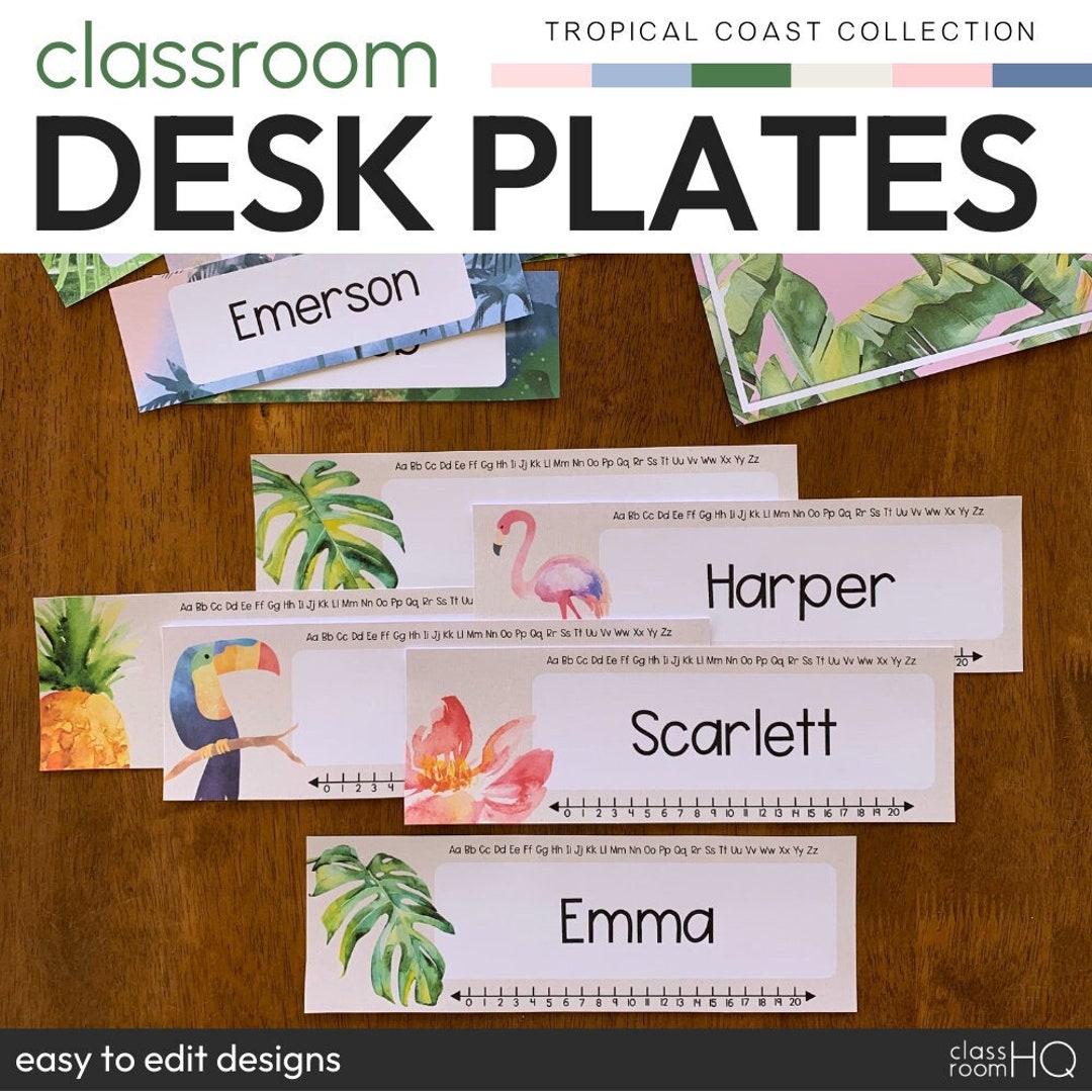 Modern Tropical Classroom Decor Desk Plates | TROPICAL COAST - Etsy