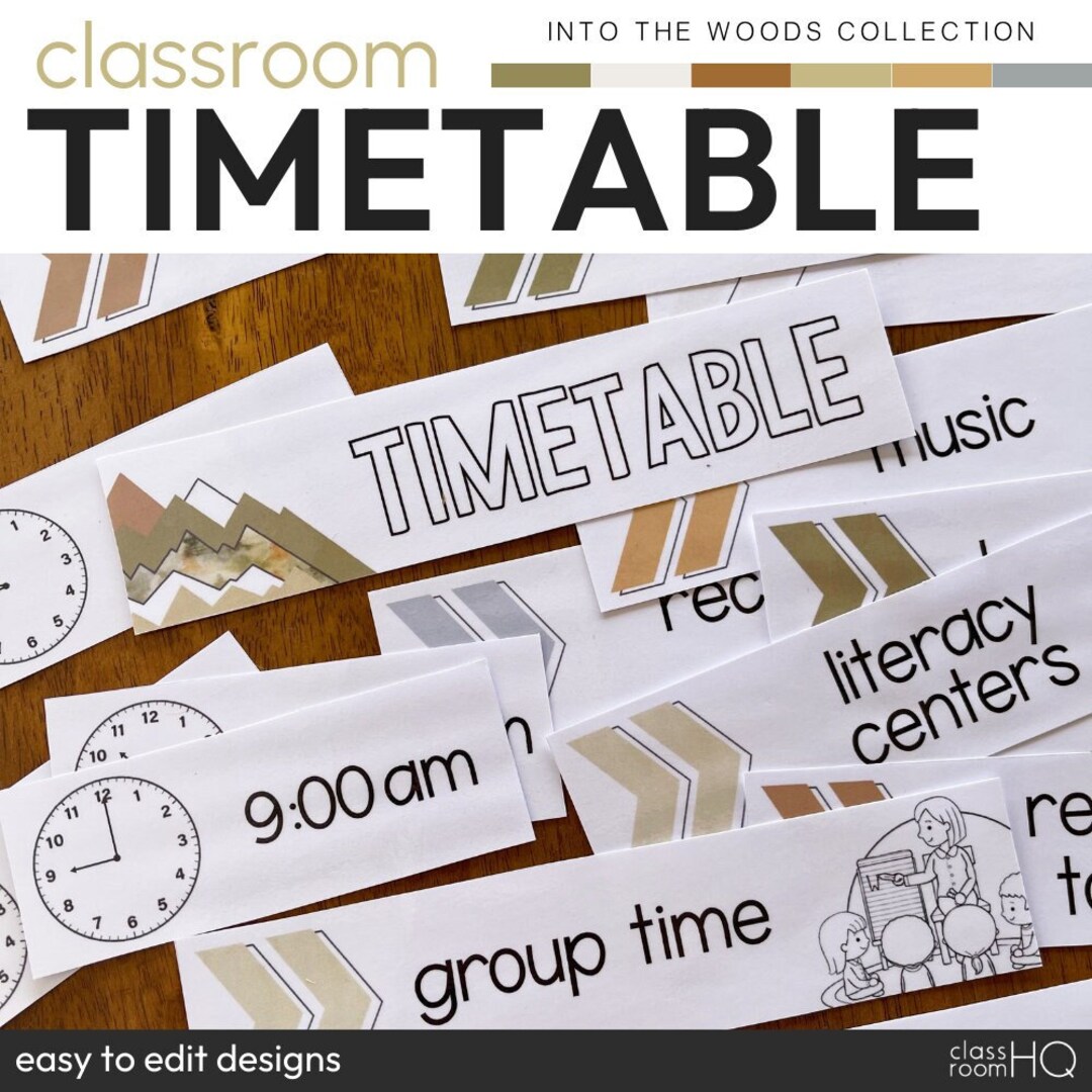 Woodland Forest Theme Classroom Decor Visual Schedule Timetable Pack ...