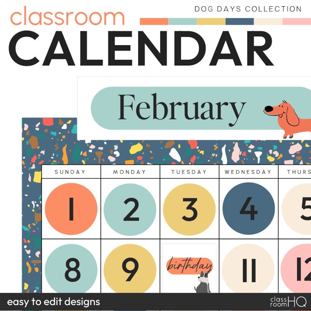 DOG DAYS Classroom Calendar - Etsy
