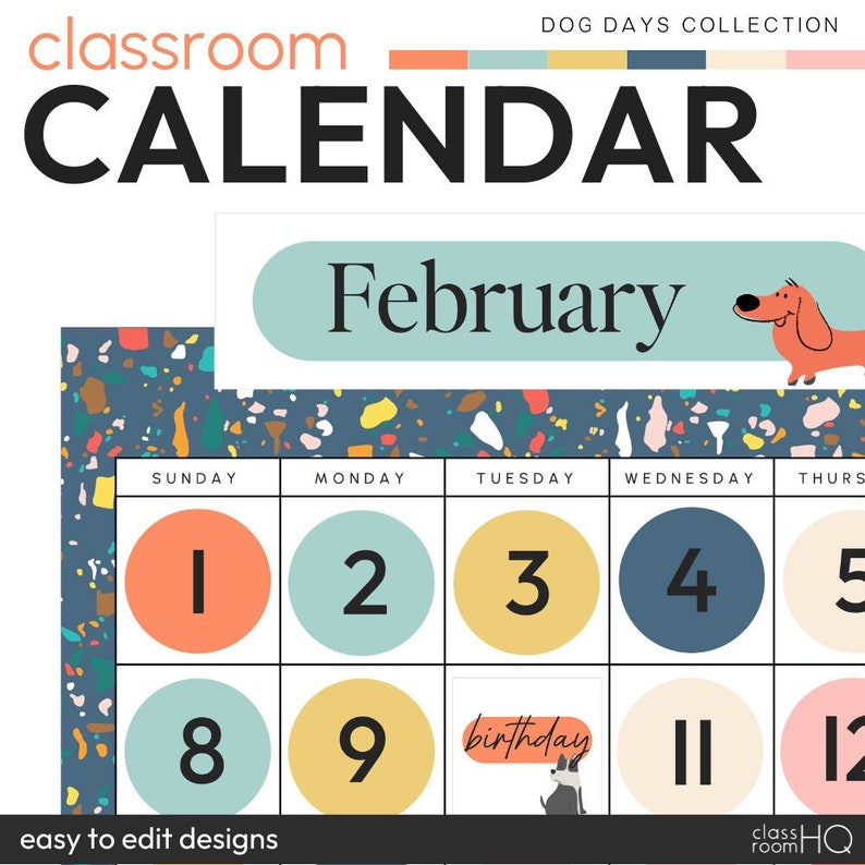 DOG DAYS Classroom Calendar - Etsy
