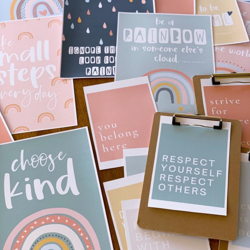 Positive Affirmations Boho Rainbow Theme Boho Rainbow Decor | Etsy