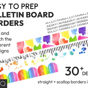 Watercolor Rainbow Theme Classroom Decor Bulletin Board Borders Trim ...