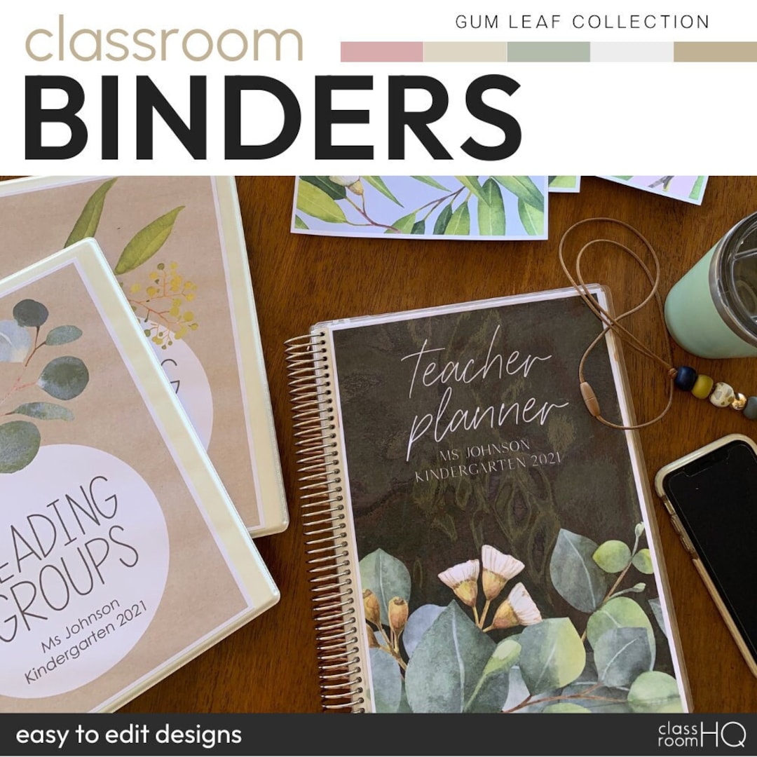 GUM LEAF Binder + Book Covers Pack | Eucalyptus Class Decor - Etsy