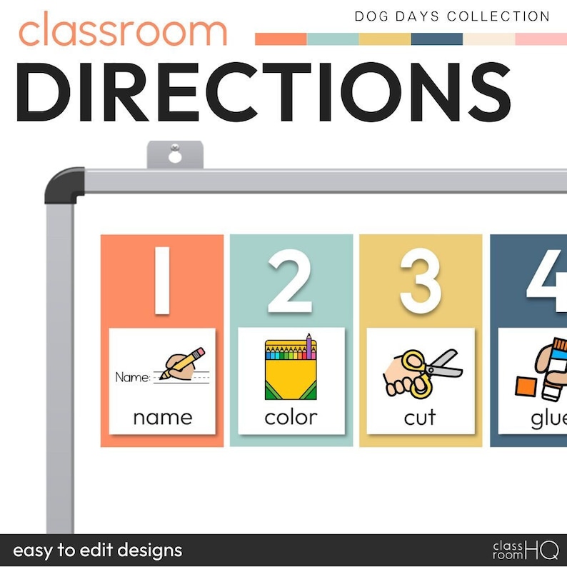 DOG DAYS Classroom Management Visual Instruction Cards | Dog Themed ...