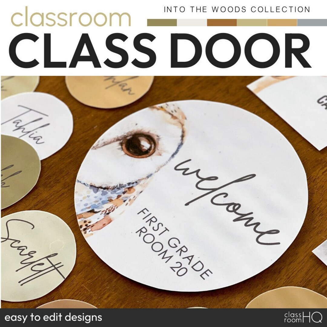 Woodland Forest Theme Editable Class Door Decor Display and Bulletin ...