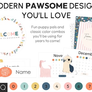 Modern Fun Bright Classroom Decor Bundle - Dog Inspired Classroom Theme ...