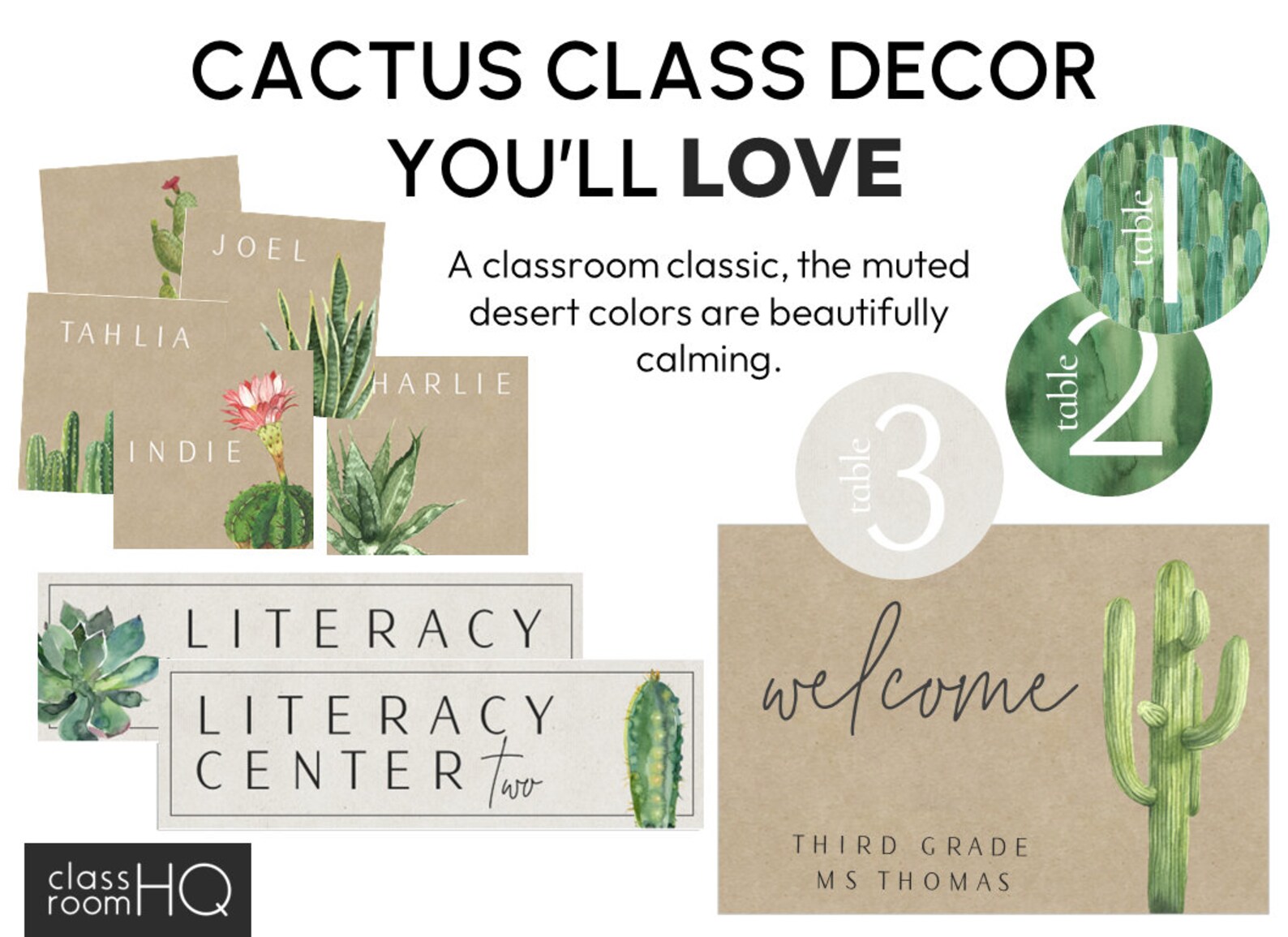 Cactus Classroom Theme Calm Classroom Decor Editable Classroom Labels ...