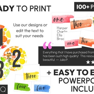 Watercolor Rainbow Theme Classroom Decor Class Labels + Signs Pack ...