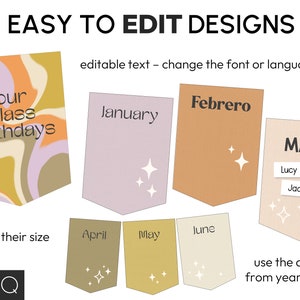 Groovy Vintage Retro Theme Editable Class Birthday Bulletin Board ...