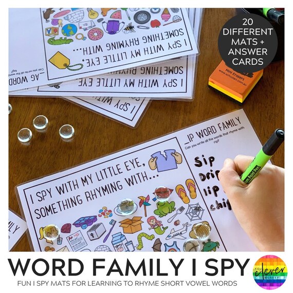 Rhyming Short Vowel Sound Word Family I Spy Mats COMPLETE - Etsy