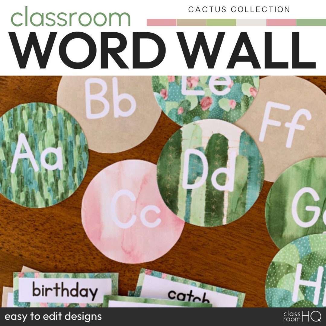 Cactus Classroom Theme Calm Classroom Decor Editable Word Wall ...