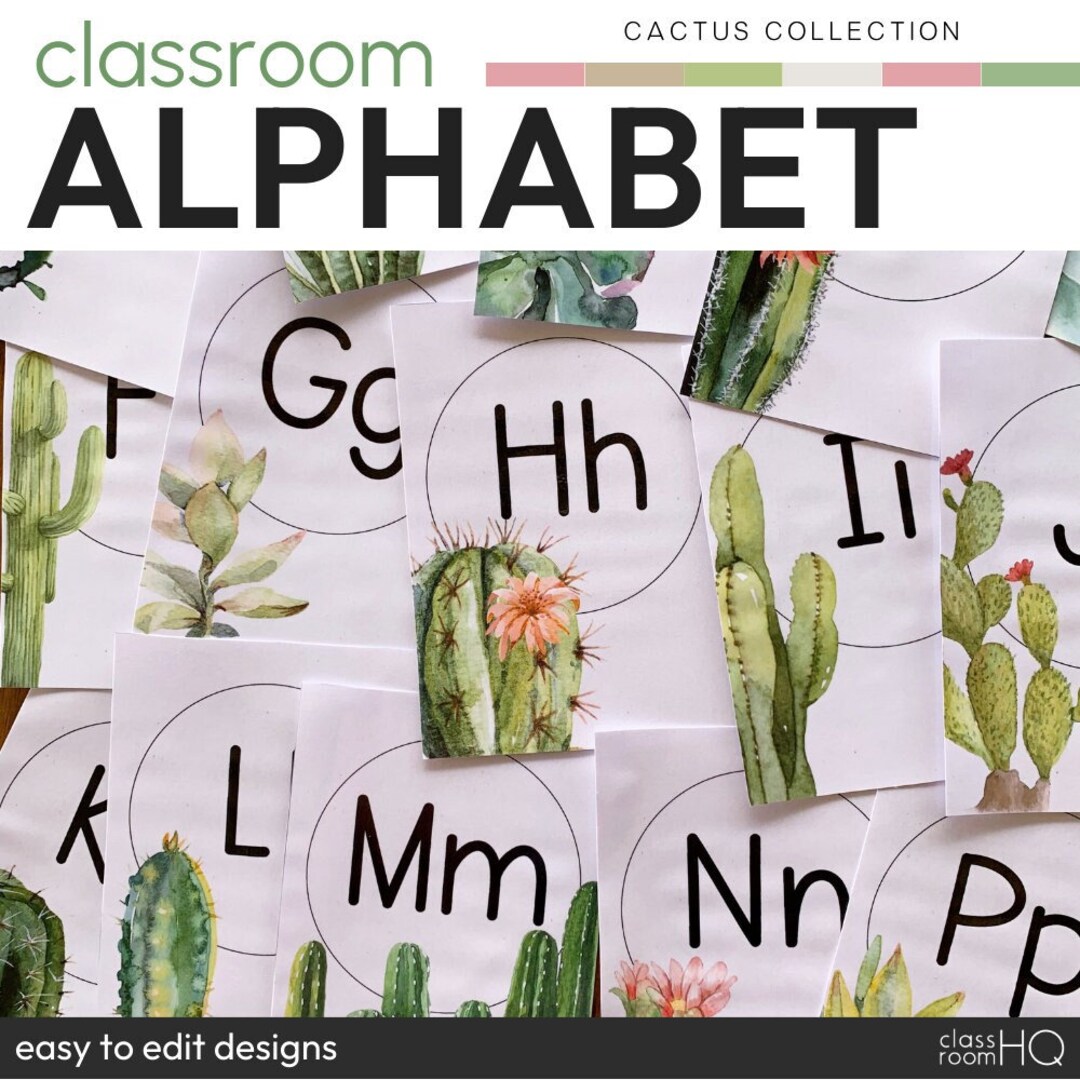 Cactus Classroom Theme Calm Classroom Decor Editable Alphabet Posters ...