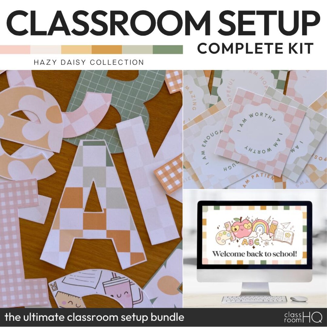 Neutral Classroom Decor Bundle Editable | Calm Classroom Setup Kit ...