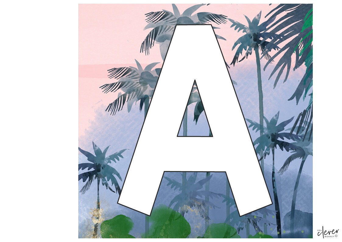 Modern Tropical Bulletin Board Letters Editable Lettering Pack TROPICAL ...