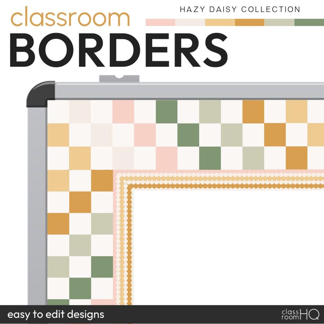 Calm Retro Daisy Editable Bulletin Board Borders HAZY DAISY Classroom ...