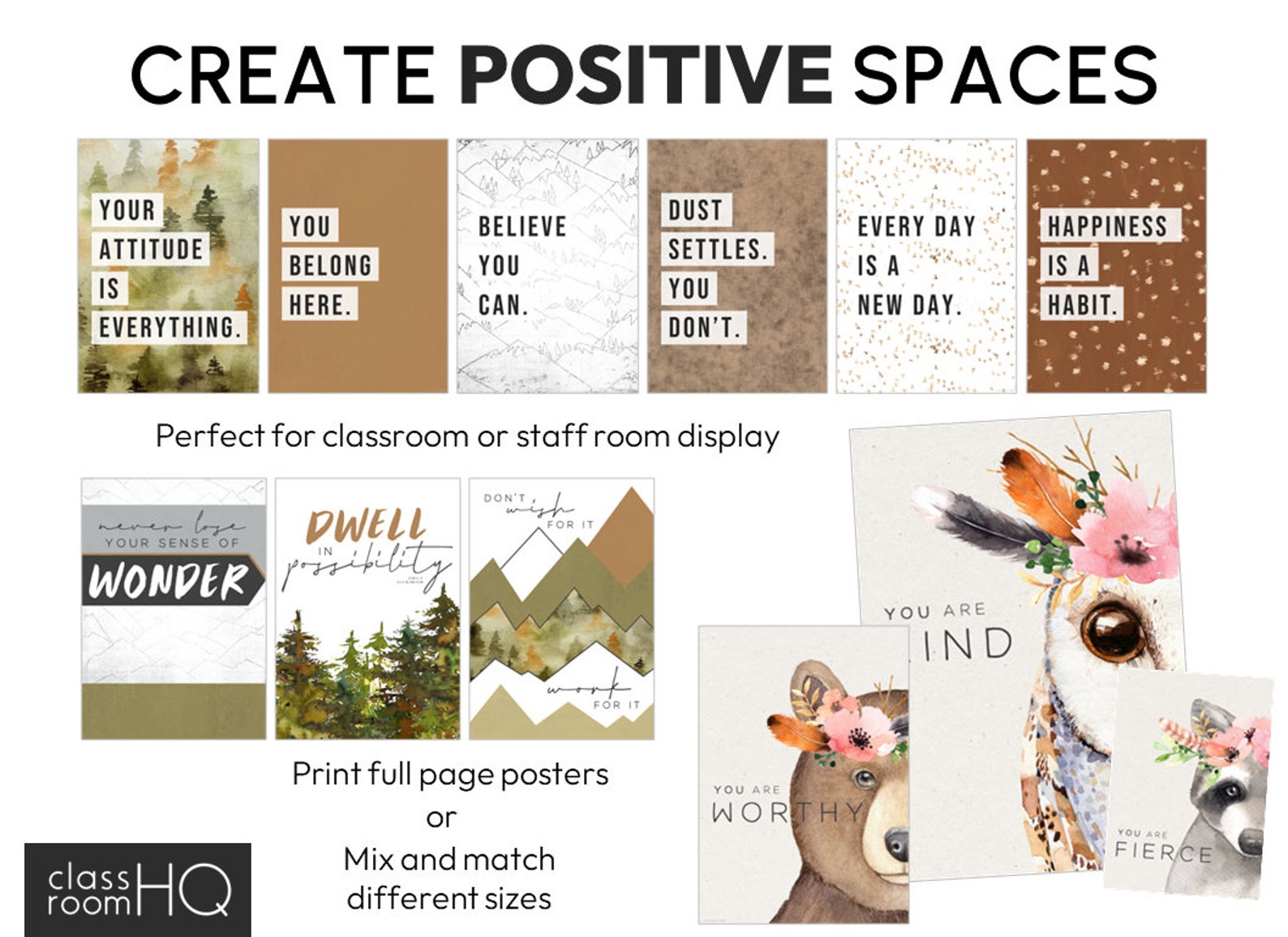 Woodland Forest Theme Classroom Decor Inspirational Classroom Posters ...