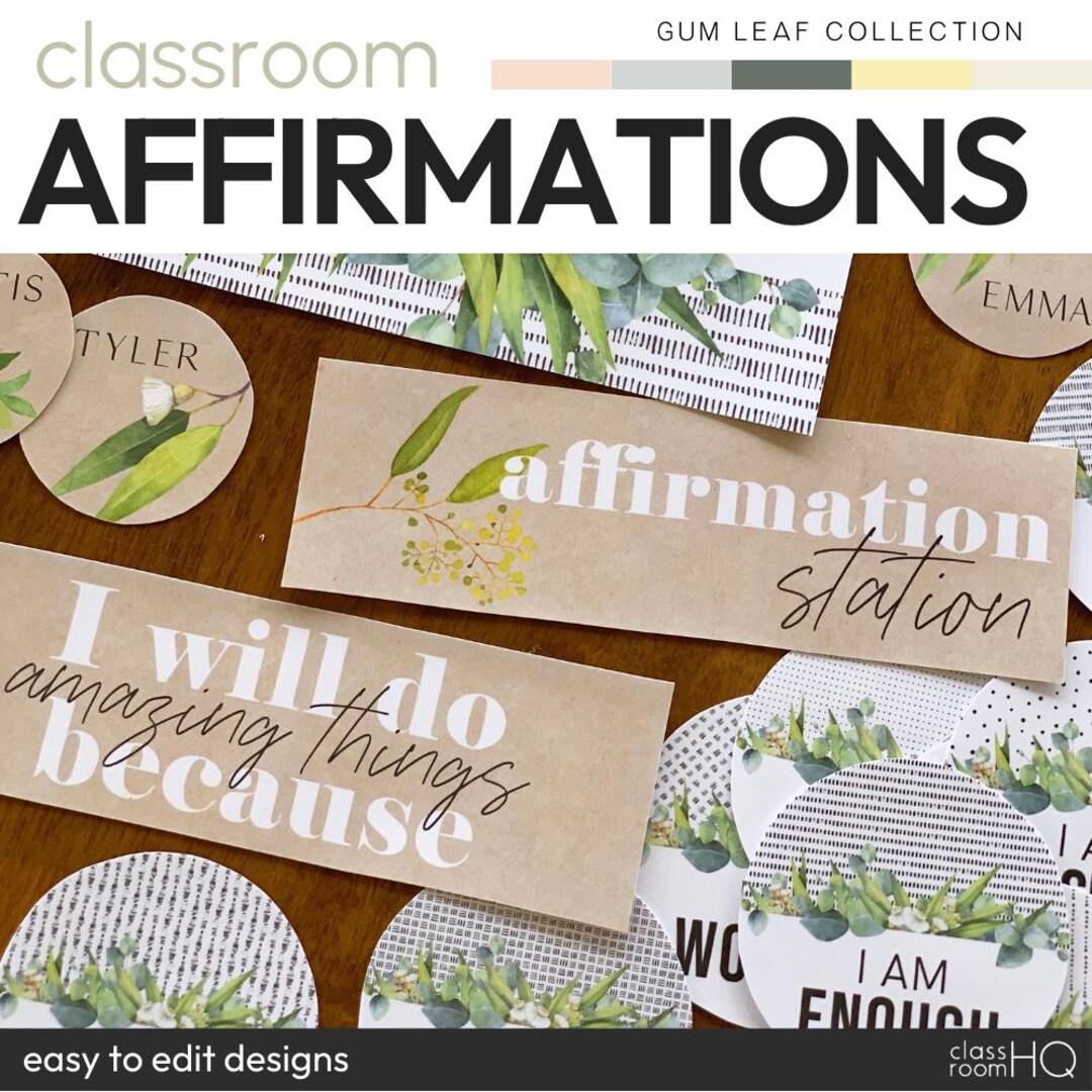 GUM LEAF Affirmation Station | Eucalyptus Class Theme - Etsy