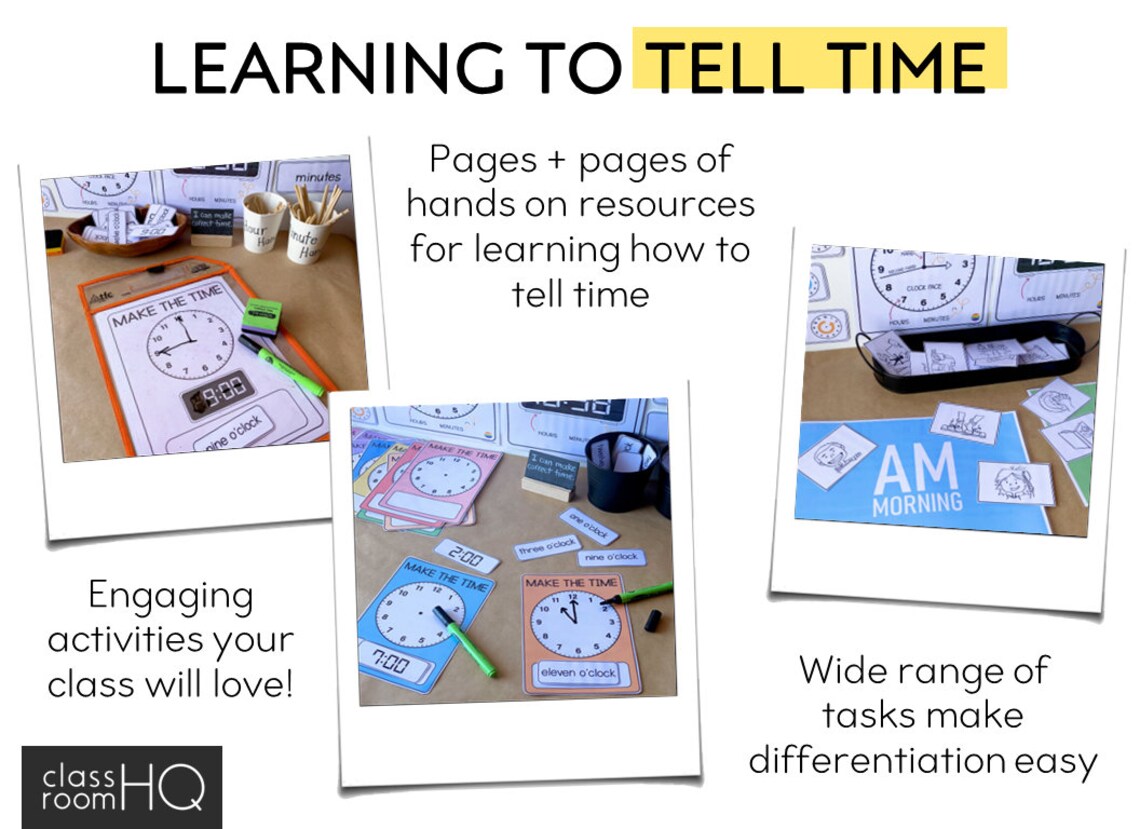 Telling Time - Hour and Half Hour Time Pack - Etsy