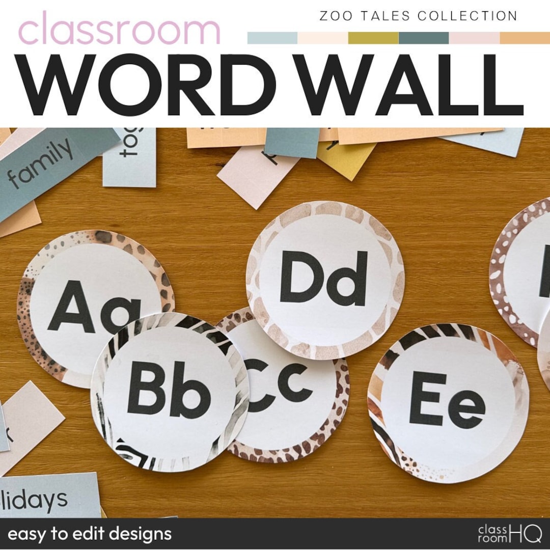 Wild Animal Zoo Theme Editable Word Wall Kit ZOO TALES Classroom Decor ...