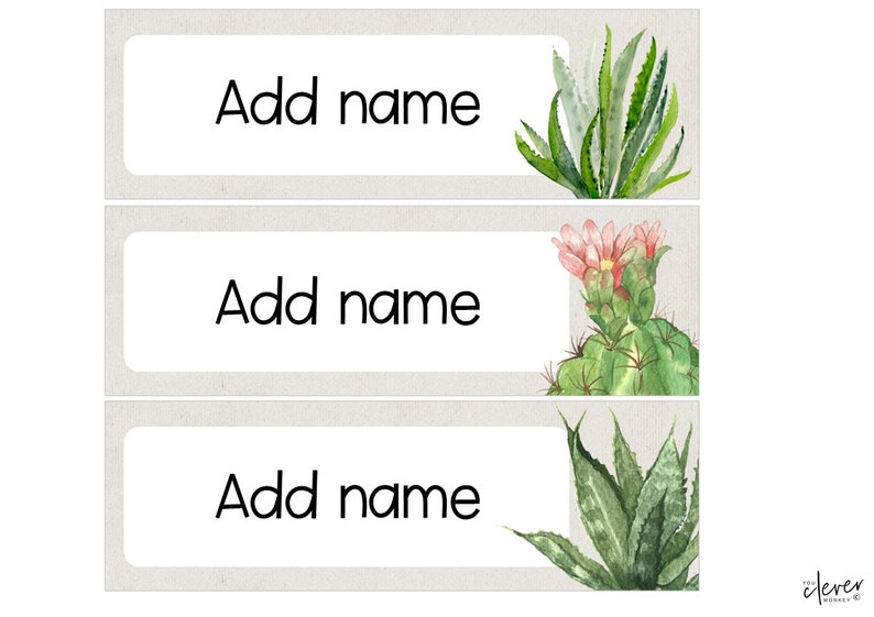 Cactus Classroom Theme Calm Classroom Decor Editable Student Desk ...