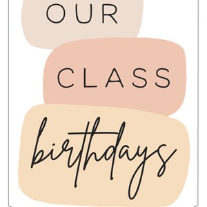 Neutral Classroom Theme Editable Class Birthday Bulletin Board Display ...