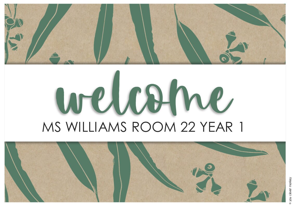 Australian Eucalyptus Classroom Theme Editable Class Door Decor ...