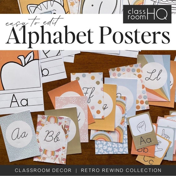 RETRO REWIND Alphabet Posters Retro Classroom Decor - Etsy
