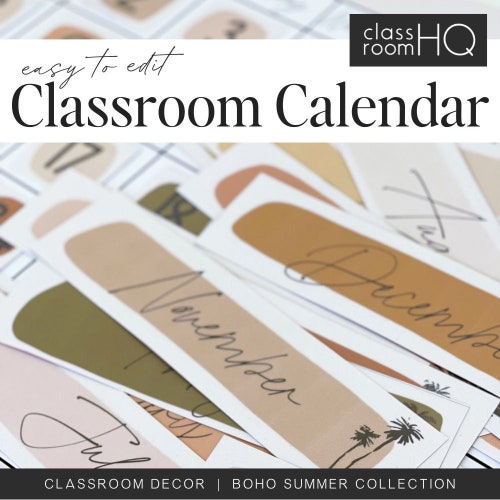 BOHO Neutral Class Calendar Kit for Classroom Organization - Etsy