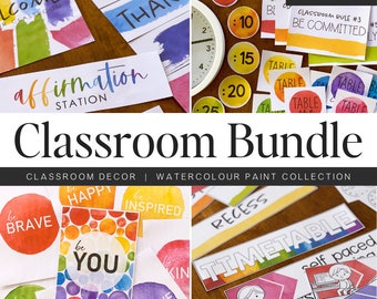 Watercolor Classroom Decor Bundle - Etsy