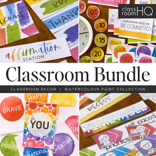 WATERCOLOR Classroom Decor Bundle Watercolor Classroom Theme - Etsy