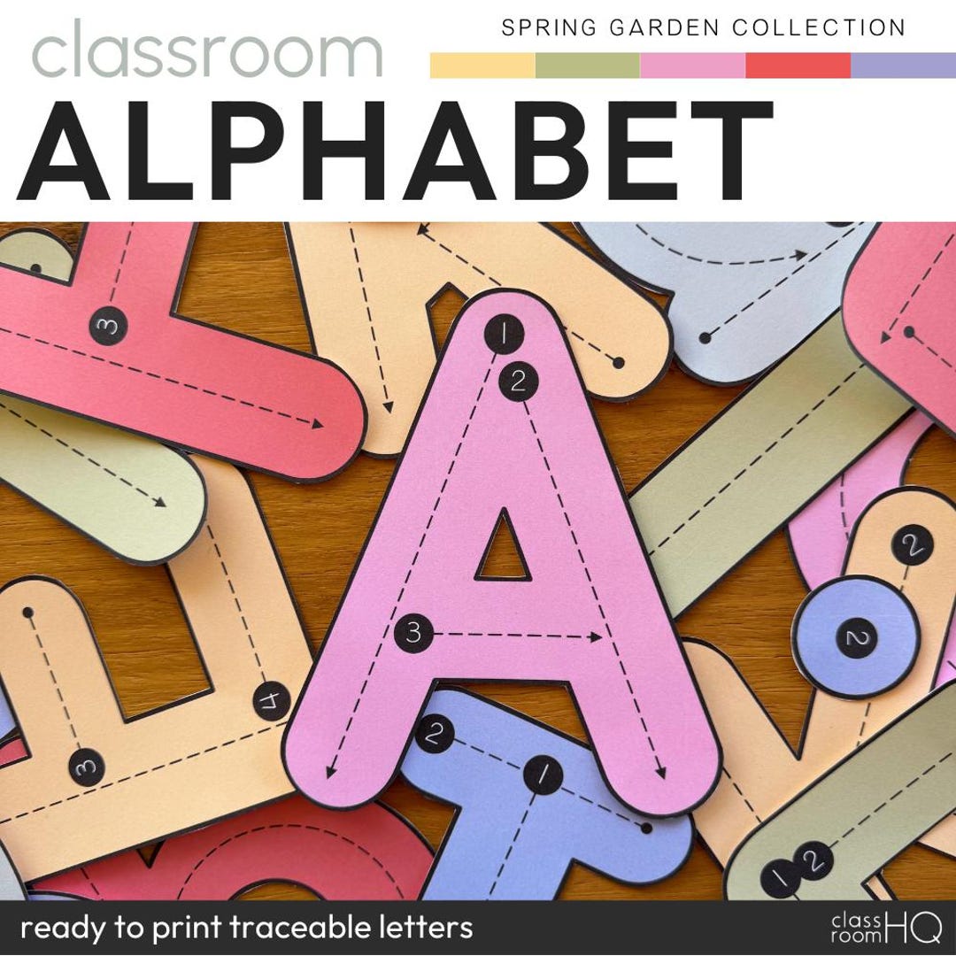 Traceable Alphabet Posters | Modern SPRING GARDEN Theme Classroom Decor ...