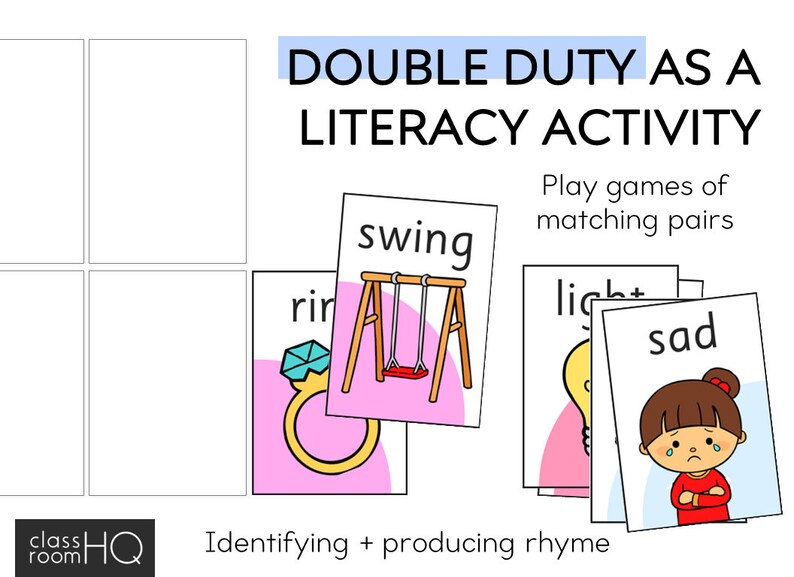 Pick A Partner Rhyming Word Partner Cards for Class - Etsy