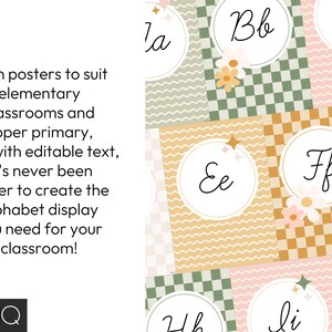 Vintage Retro Daisy Calm Classroom Theme Editable Alphabet Posters HAZY ...