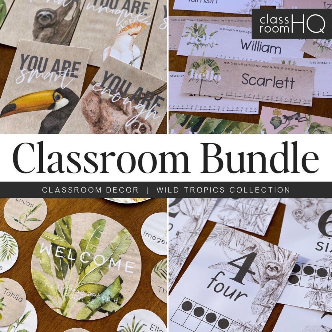 WILD TROPICS Classroom Decor BUNDLE Vintage Tropical - Etsy