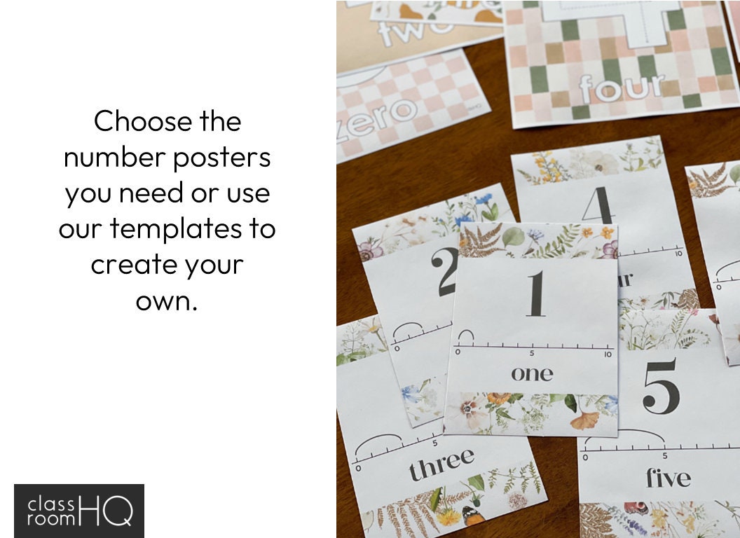 Vintage Cozy Natural Theme Classroom Decor Number Posters | COTTAGECORE ...