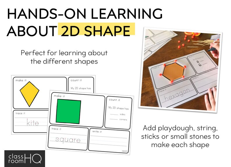 2D Shape Make It Count It Write It Mats - Etsy