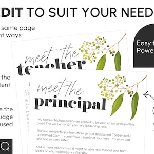 Australian Eucalyptus Theme Editable Meet the Teacher Templates and ...