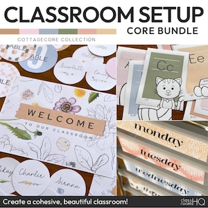 Editable Classroom Decor Bundle | COTTAGECORE Vintage Botanical ...