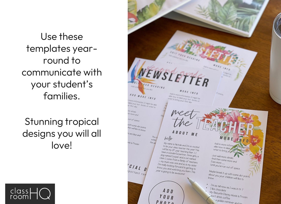 Modern Tropical Classroom Decor Editable Meet the Teacher Templates ...