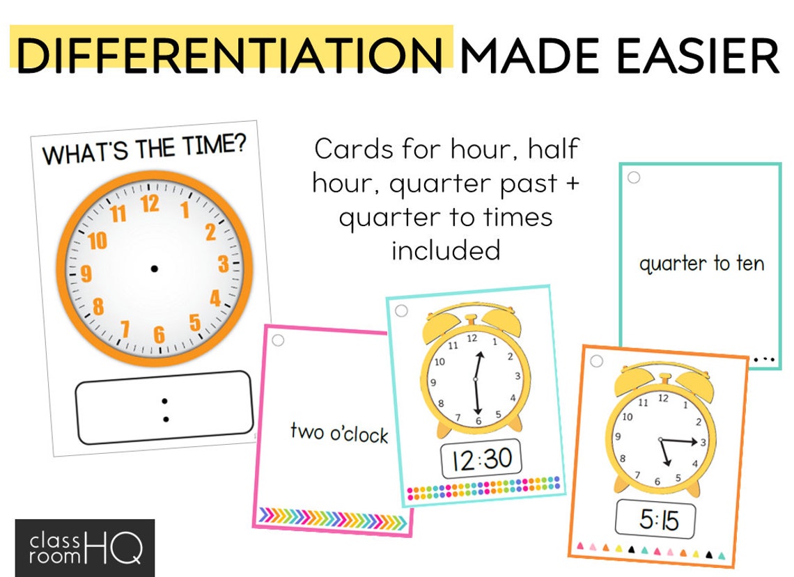 Telling Time Activity - Hour, Half Hour, Quarter Past + Quarter to Time - Etsy