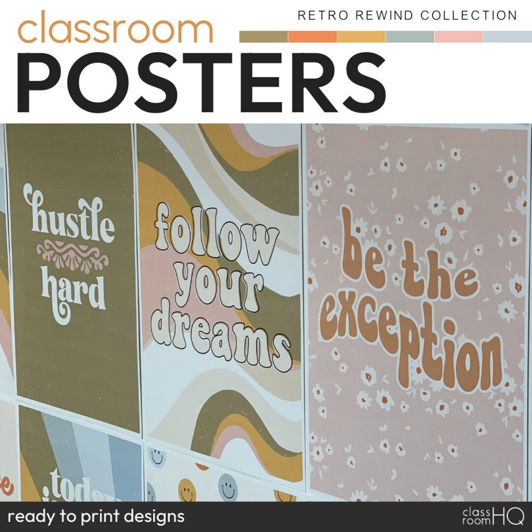 Retro Theme Classroom Decor Growth Mindset Inspirational Classroom ...