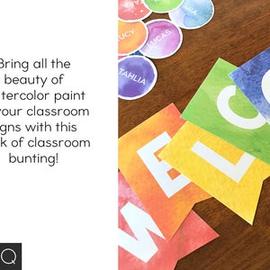 Watercolor Rainbow Theme Classroom Decor Class Bulletin Board Editable ...