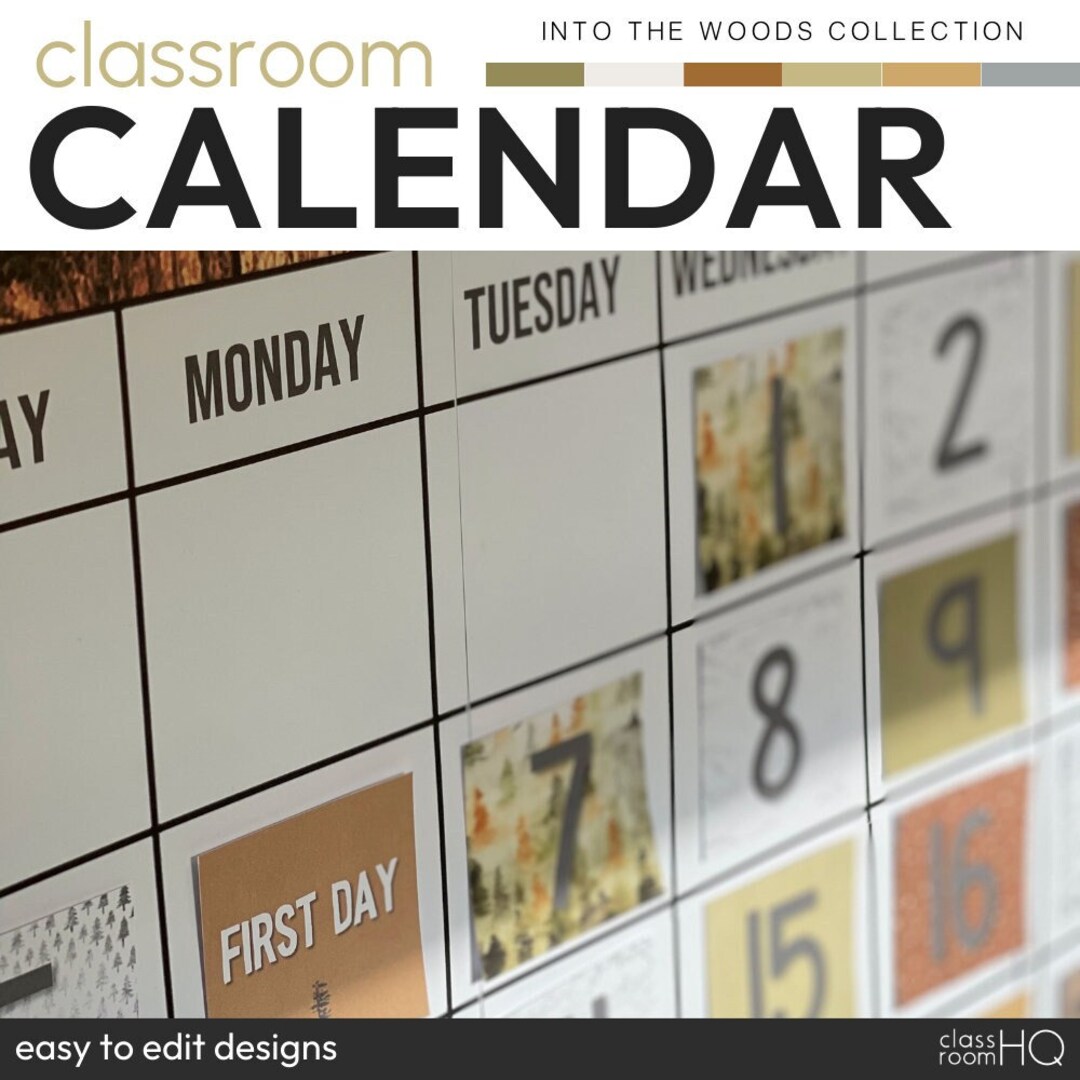 Woodland Forest Theme Classroom Decor Large Classroom Calendar Pack ...