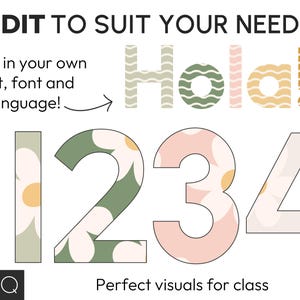 Calm Retro Daisy Editable Bulletin Board Lettering Pack HAZY DAISY ...