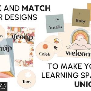 Vintage Rainbow Editable Class Supply Labels, Signs and Posters Pack ...