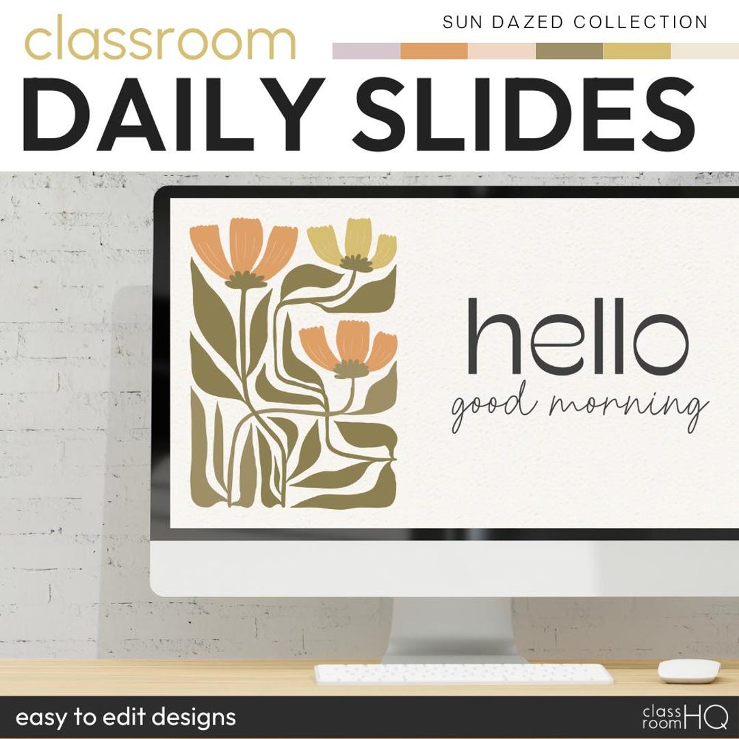 Retro SUNDAZED Daily Slides Classroom Management | Editable Google ...