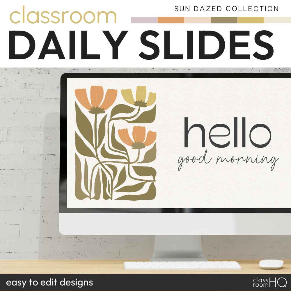 Retro SUNDAZED Daily Slides Classroom Management | Editable Google ...