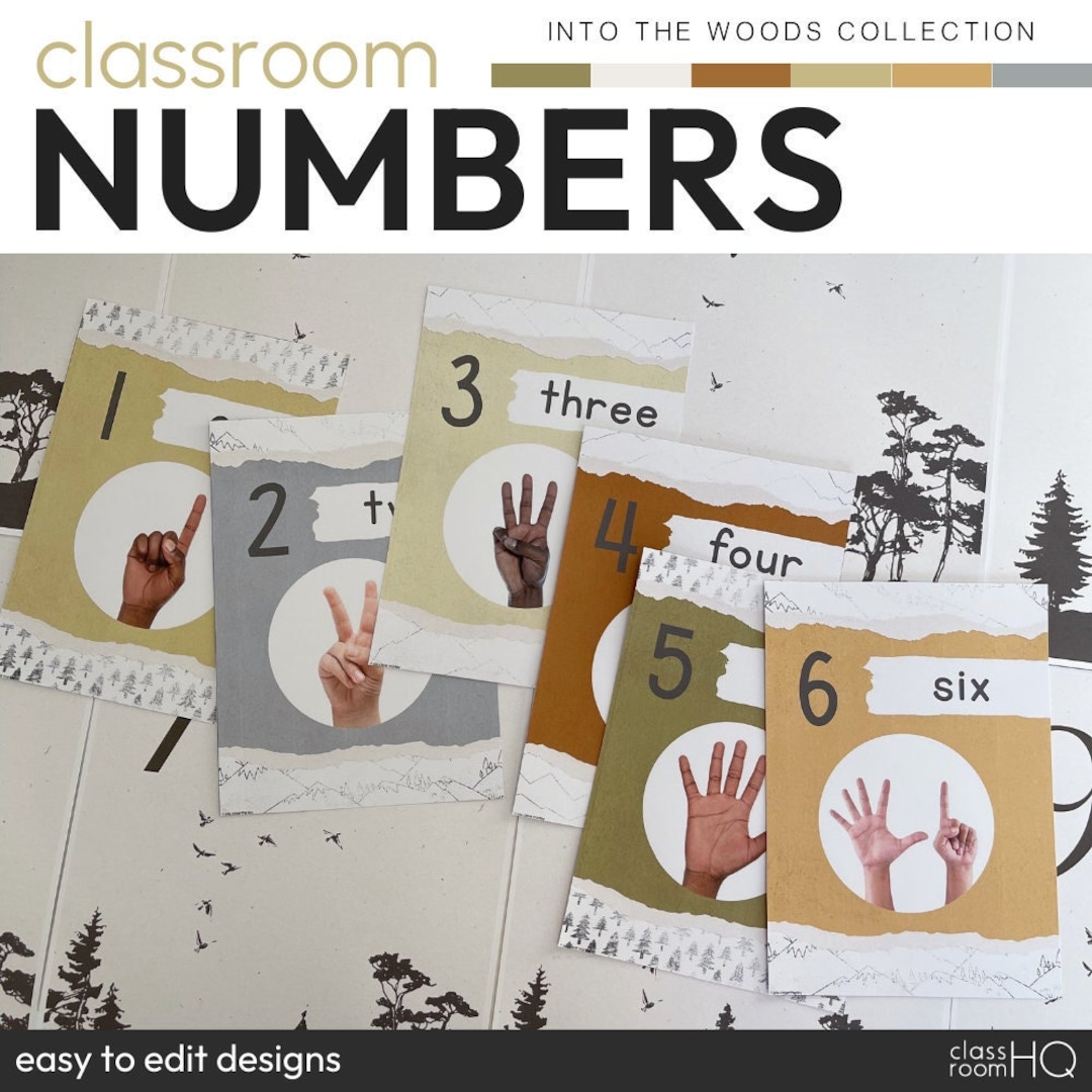 Woodland Forest Theme Classroom Decor Number Posters | INTO THE WOODS ...